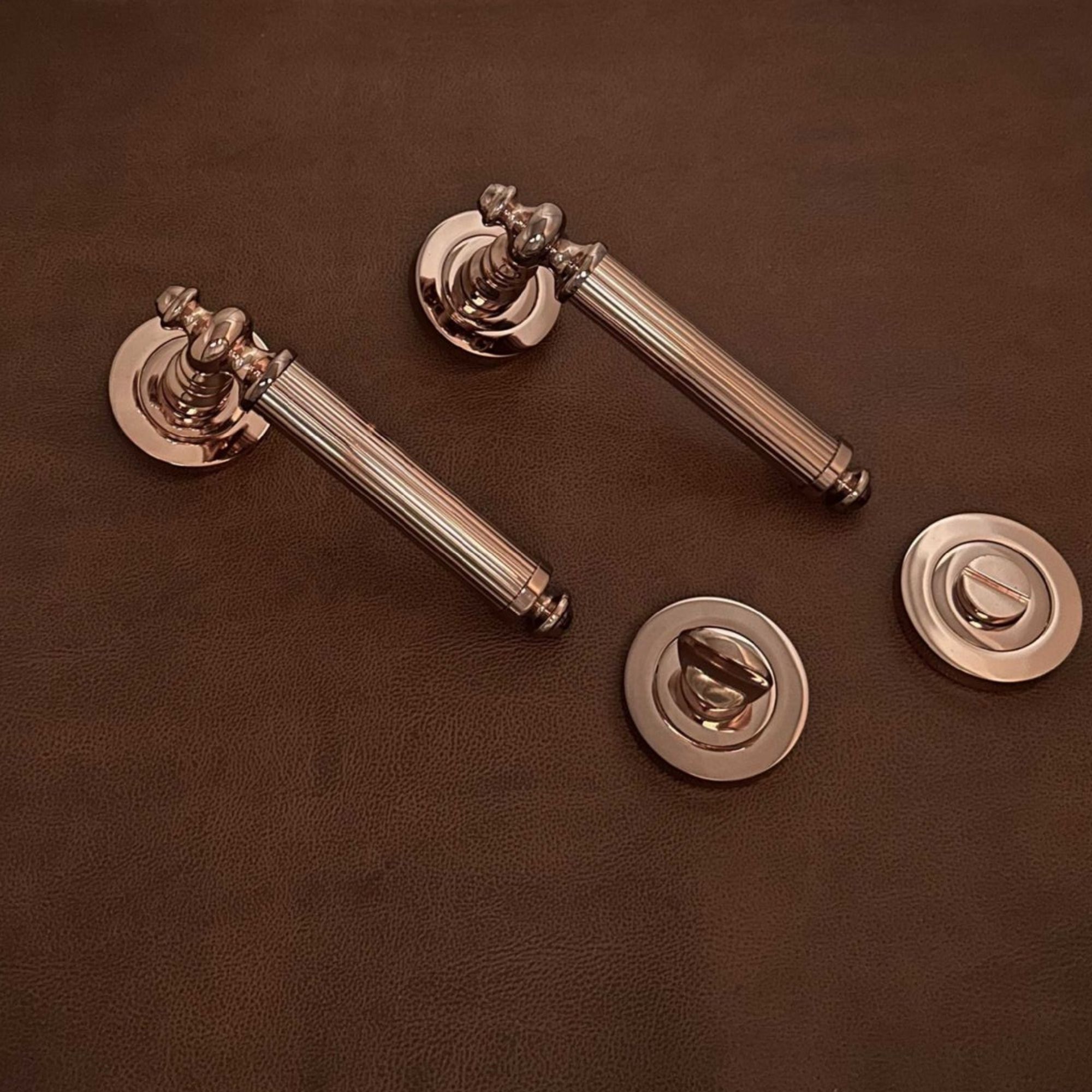 Osmanlı Handles ZK37 Rose Zamak Parlak Bakır Rozetli Wc Banyo Kapı Kolu 1 Takım ...