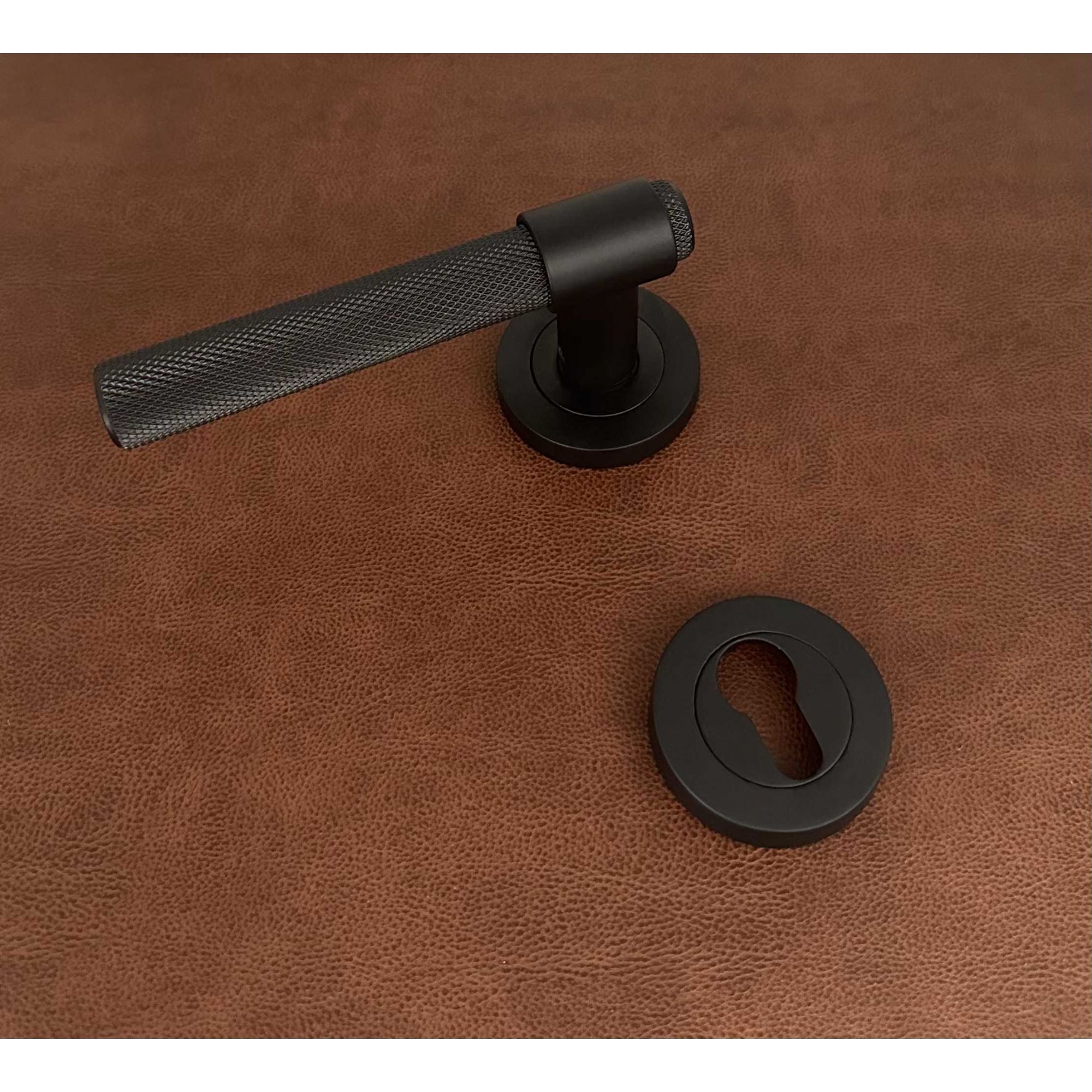 Özen Handles ZK62 Punch Mat Siyah Rozetli Yale Çelik Kapı Kolu Sağ ...