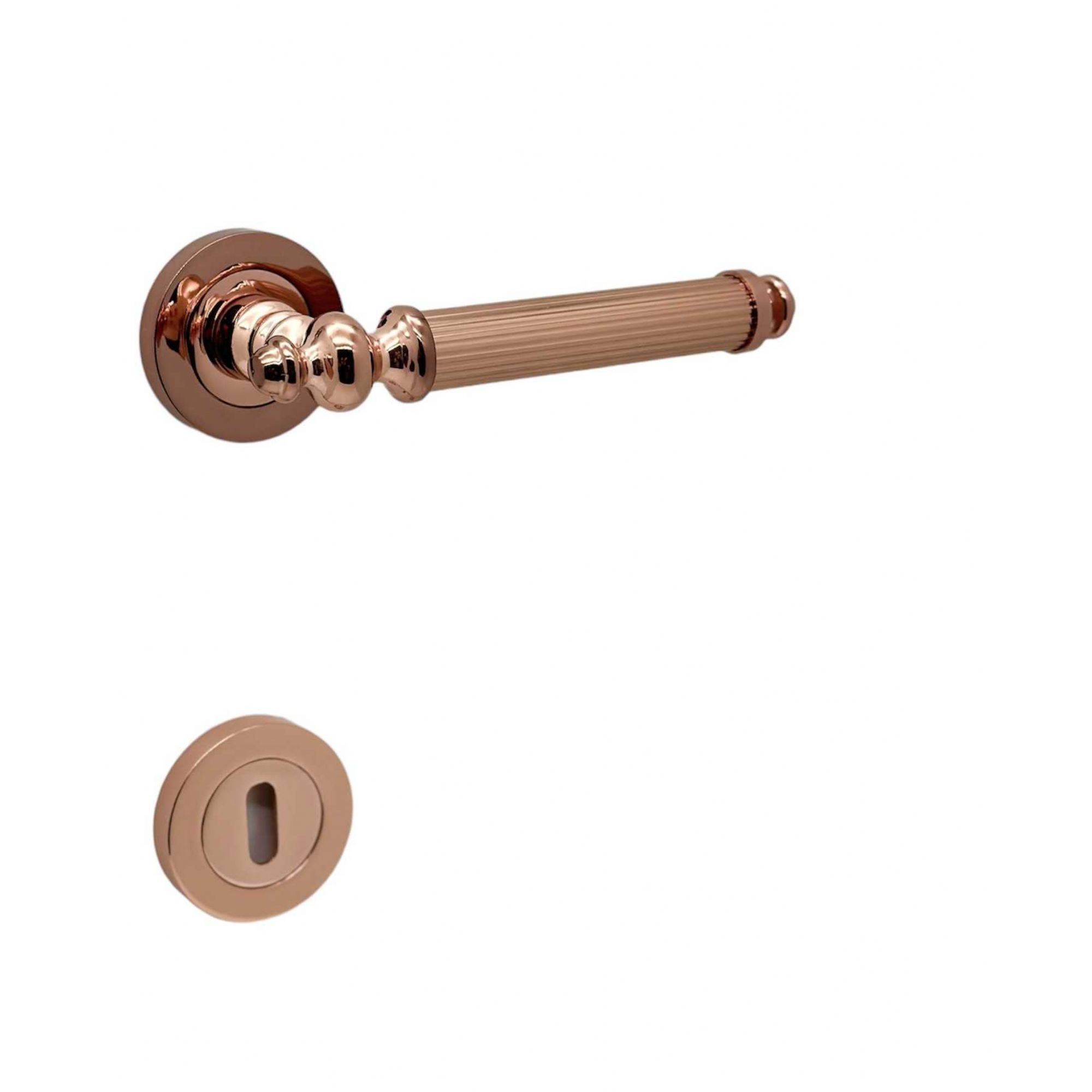 Osmanlı Handles ZK37 Rose Zamak Parlak Bakır Rozetli Oda Kapı Kolu 1 Takım - istanbulehirdavat.com